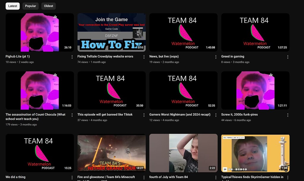 Youtube - Content - Team 84 Forums